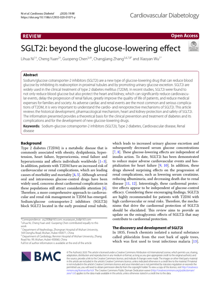 SGLT2i Beyond The Glucose-Lowering Efect | PDF | Kidney | Diabetes