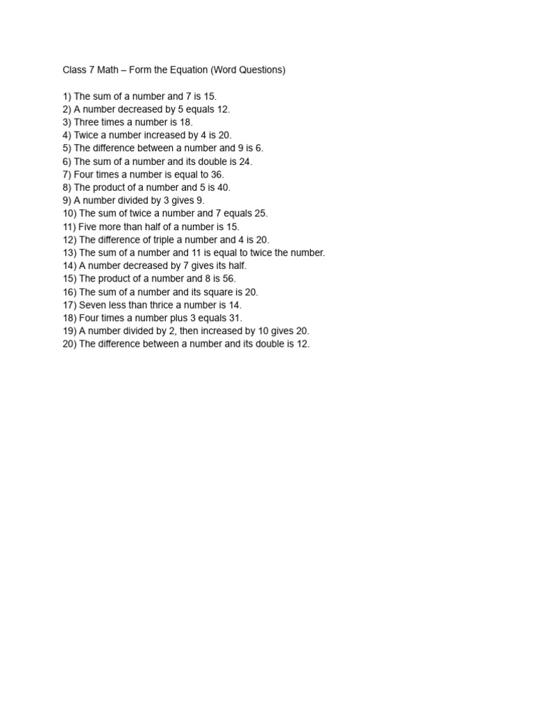 Class 7 Math: Forming Equations | PDF