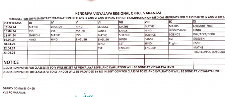 Supplementary Exam Date Sheet | PDF
