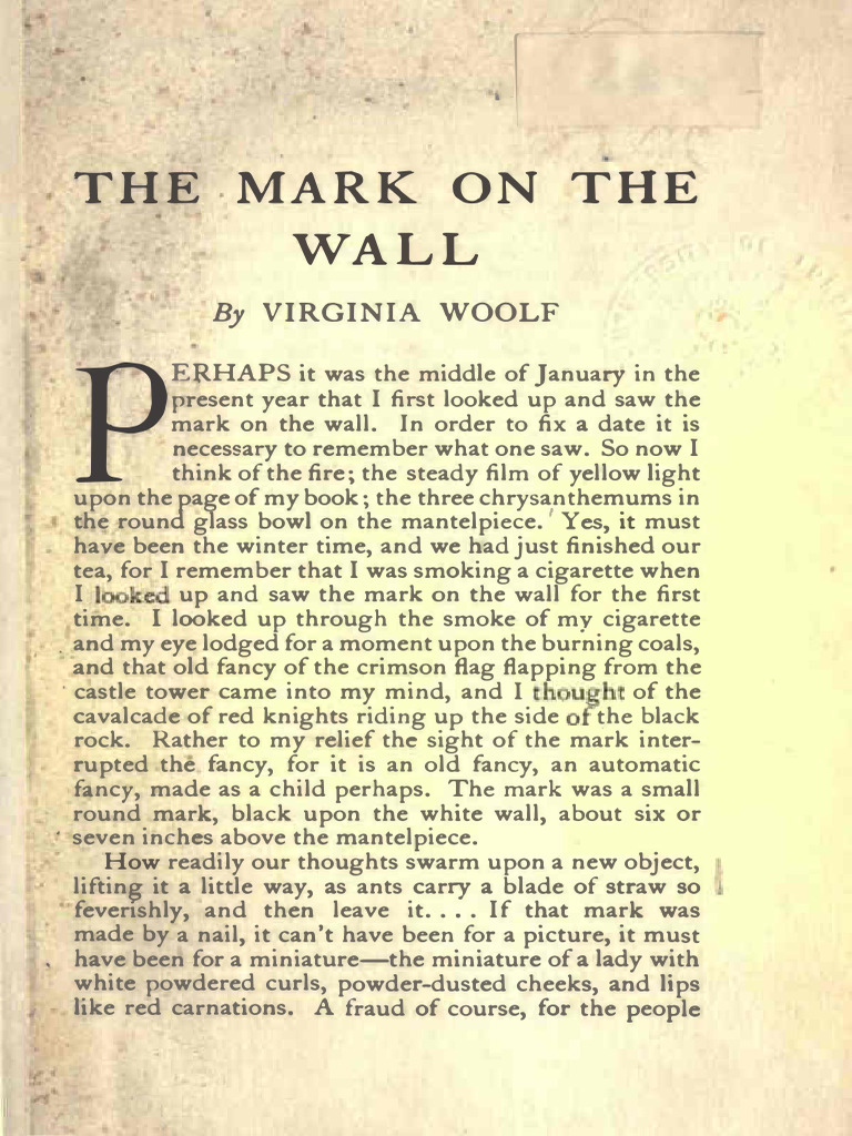 The Mark on the Wall Analysis | PDF