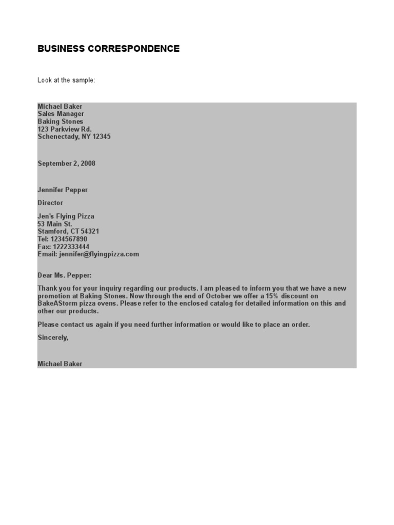 Business Correspondence: Look at The Sample | PDF | Ms. | Ellipsis
