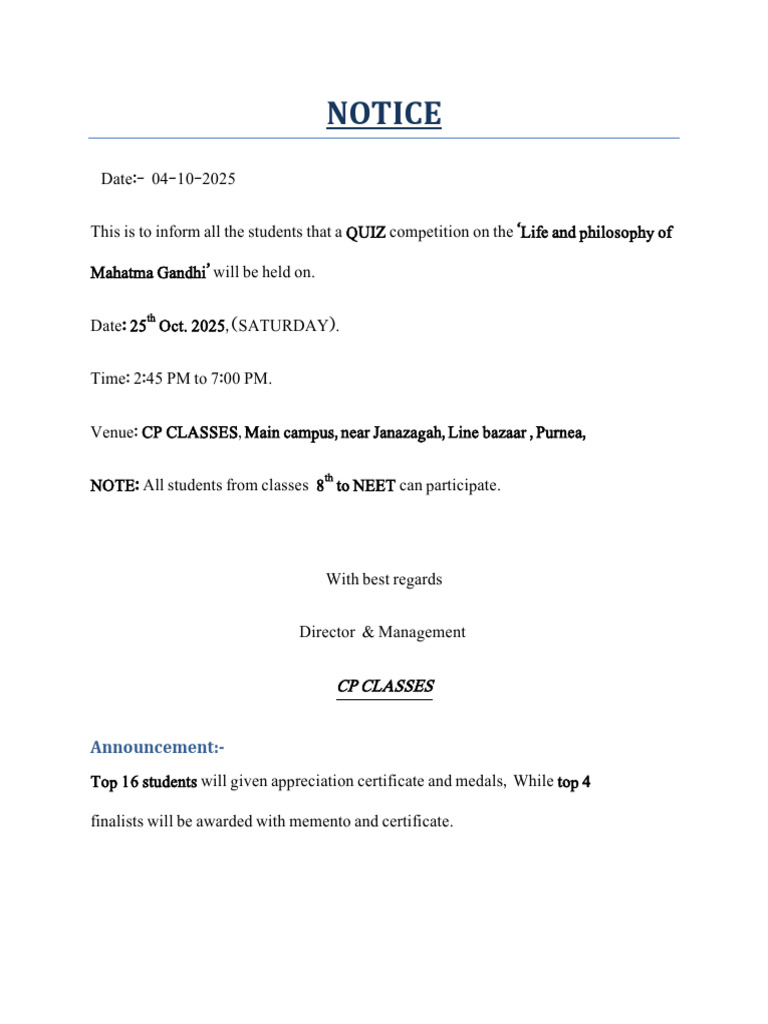 Notice Quiz | PDF