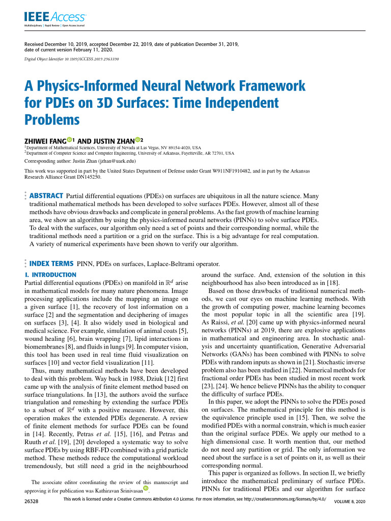 A Physics-Informed Neural Network Framework For PDEs On 3D Surfaces ...