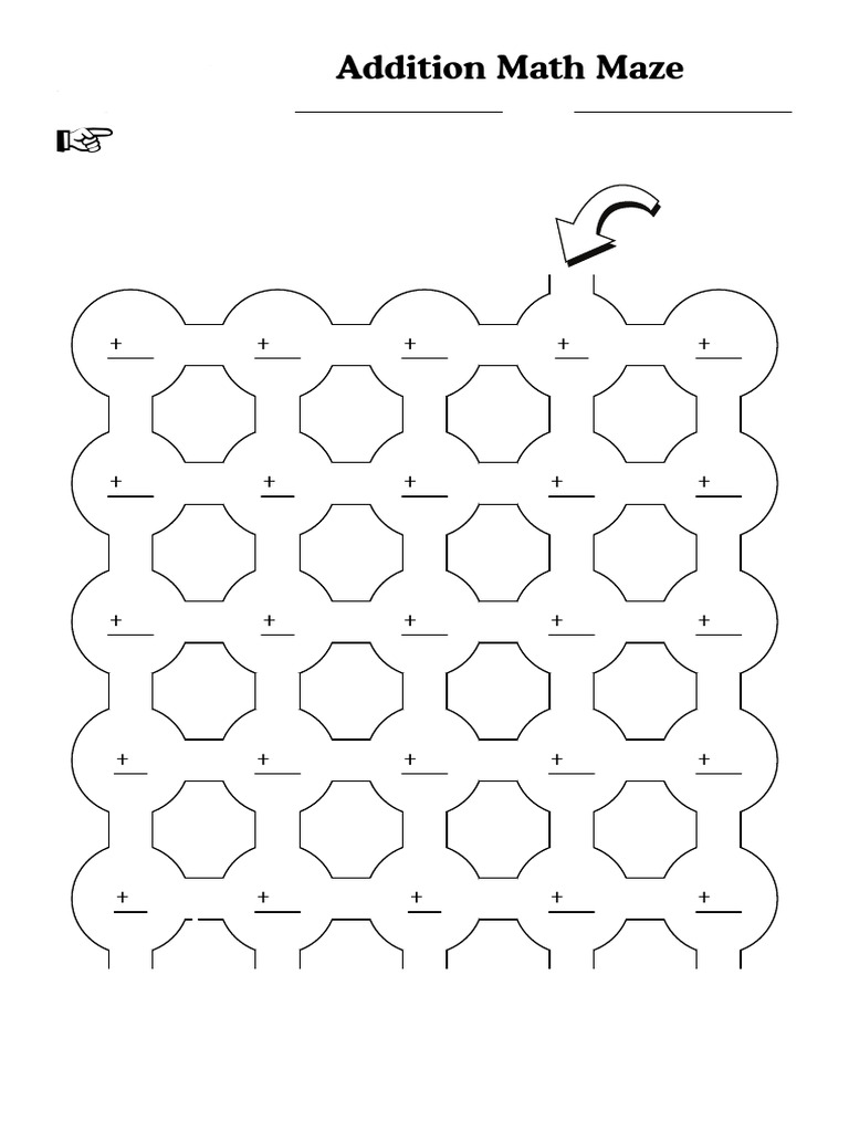 Addition Math Maze Worksheet | PDF