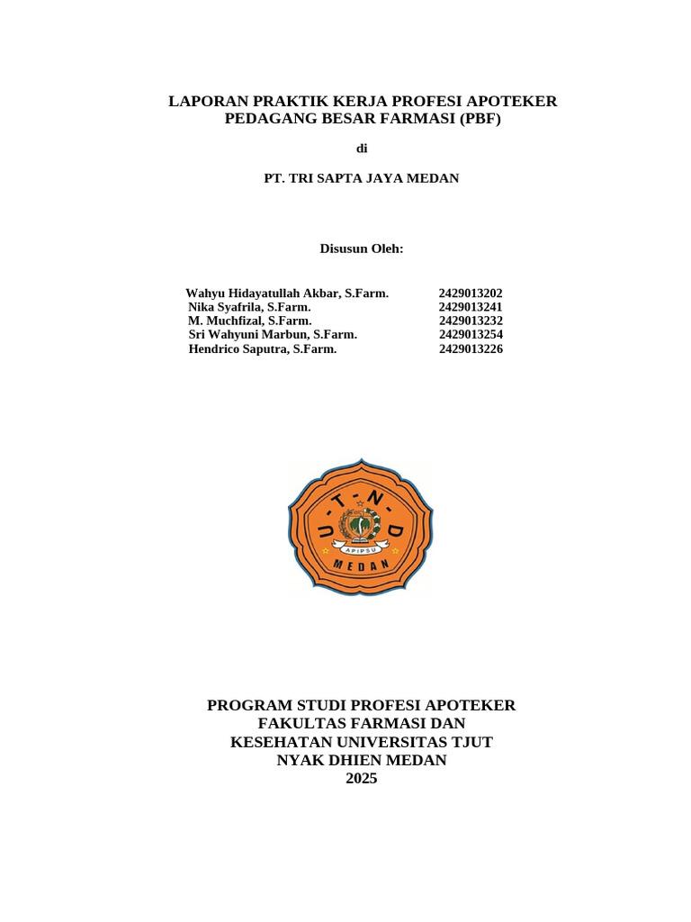 Laporan PKPA Apoteker di PBF Medan | PDF