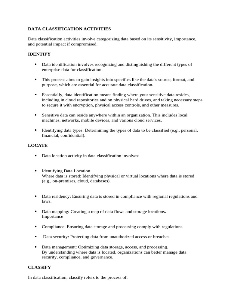 Purpose of Data Classification in Organizations | PDF | Data Management ...