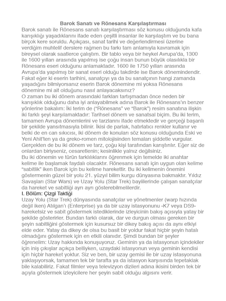Barok Sanati Ve Ronesans Karsilastirmasi | PDF