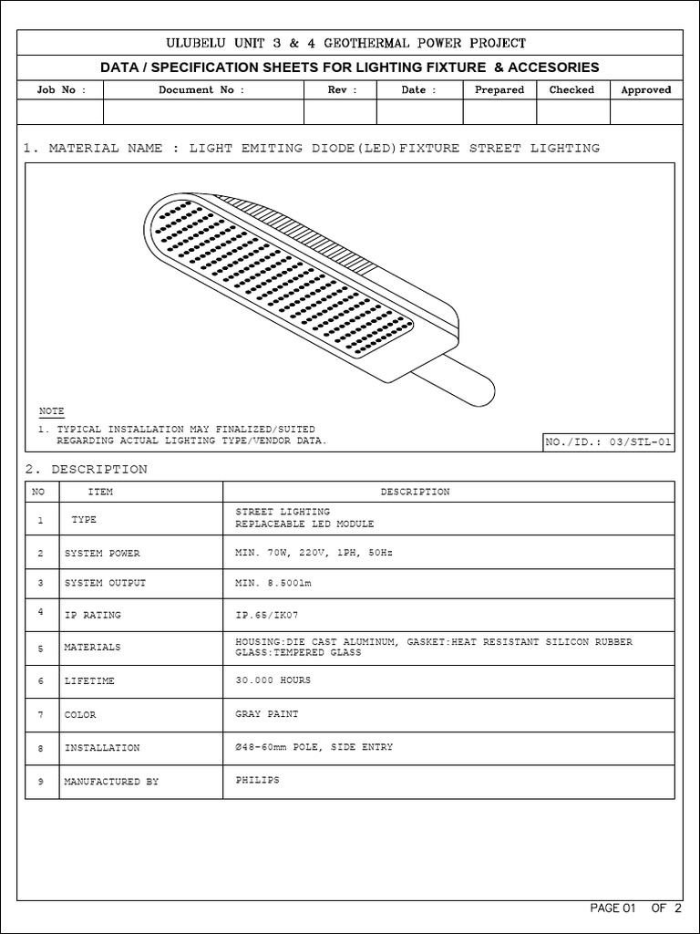 LED Street Lighting Fixture Specs | PDF