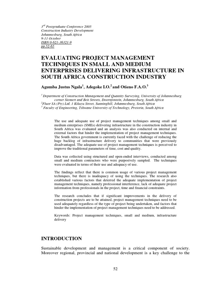 2005 Evaluating Project Management Techniques in Small and Medium ...