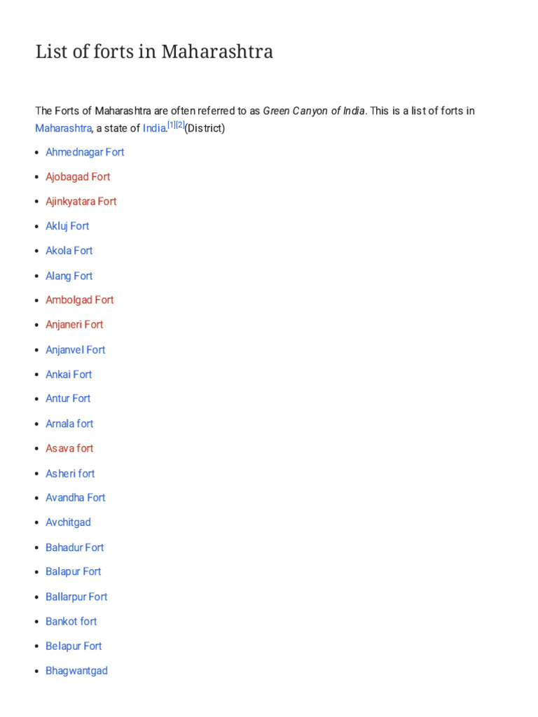 Forts of Maharashtra Overview | PDF