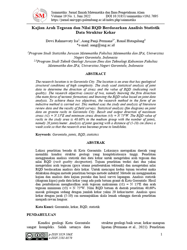 Kajian Arah Tegasan Dan Nilai RQD Berdas | PDF