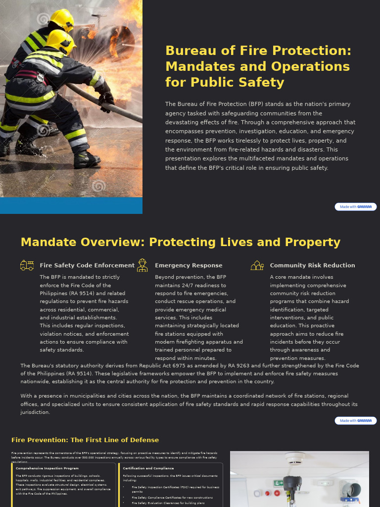 Bureau of Fire Protection Mandates and Operations For Public Safety ...