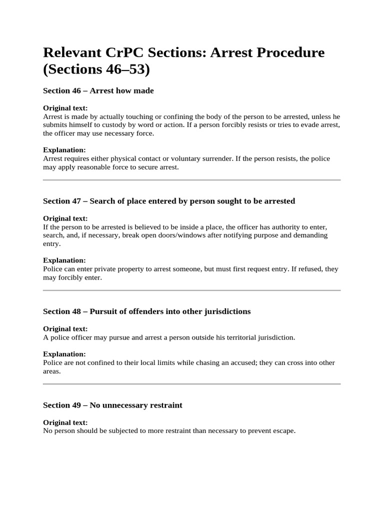 Relevant Sections of The Code of Criminal Procedure 1898 For Sub | PDF ...