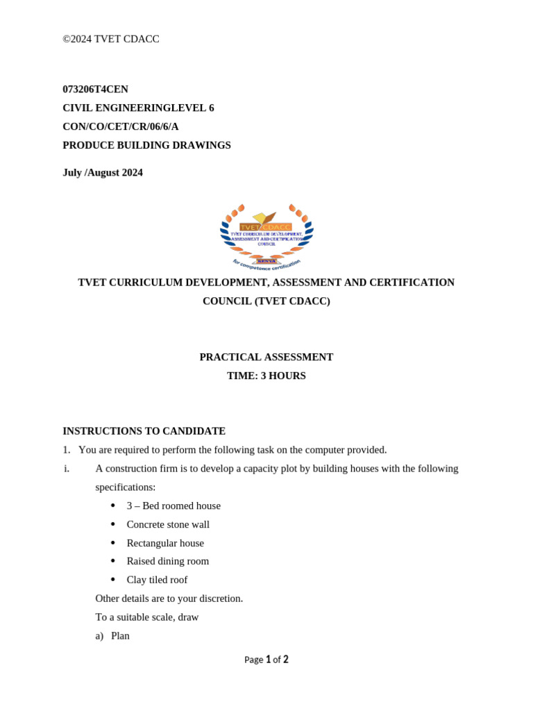 Candidate Practical Produce Building Drawing | PDF