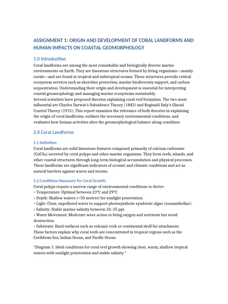Coral Landforms and Human Impacts | PDF | Coral | Coral Reef