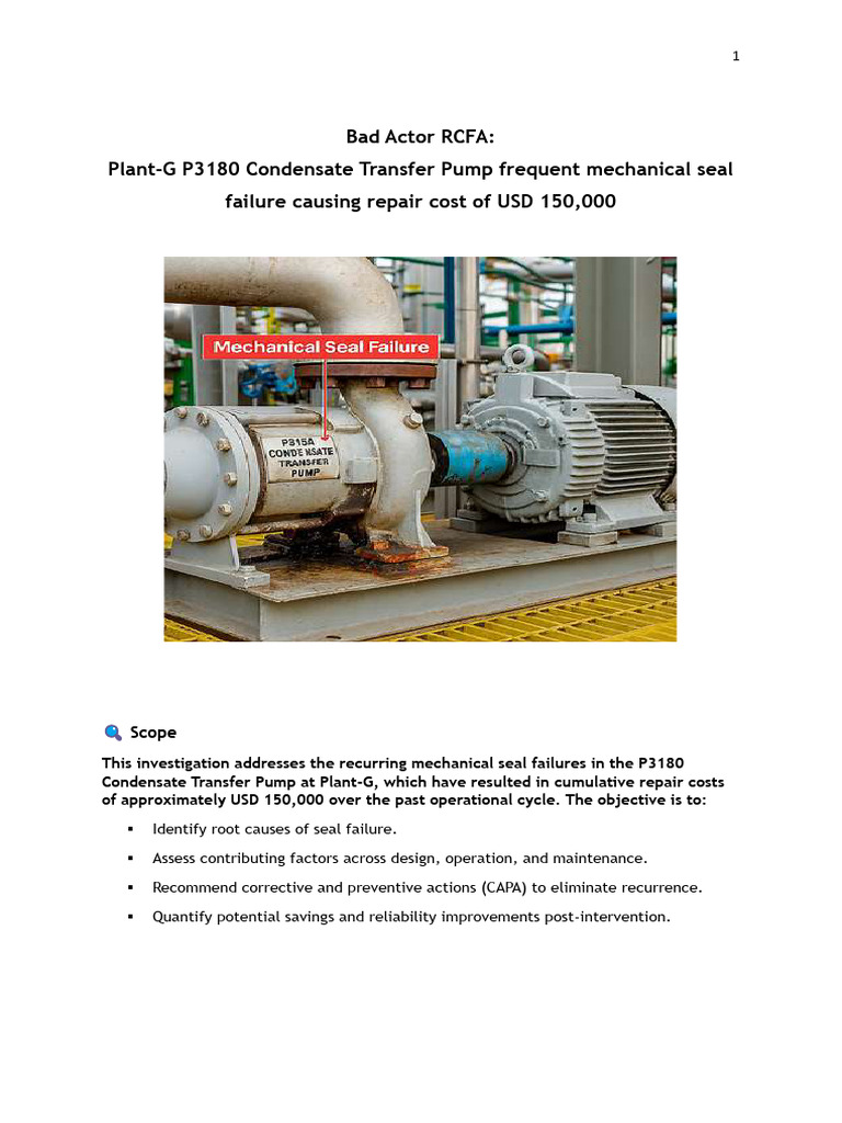 P3180 Pump Seal Failure Analysis Report | PDF | Reliability Engineering ...