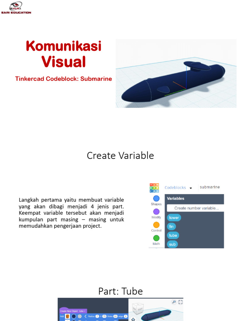 Panduan Tinkercad: Buat Submarine | PDF