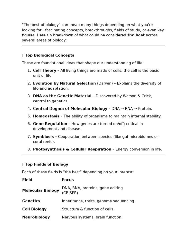 Best Concepts and Fields in Biology | PDF | Biology | Gene