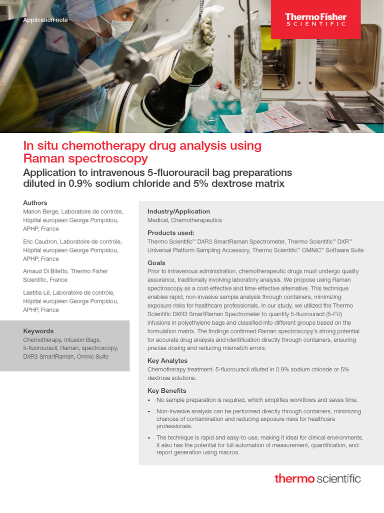 Raman Chemotherapy Drug Analysis An1572 en | PDF | Cross Validation (Statistics) | Intravenous ...