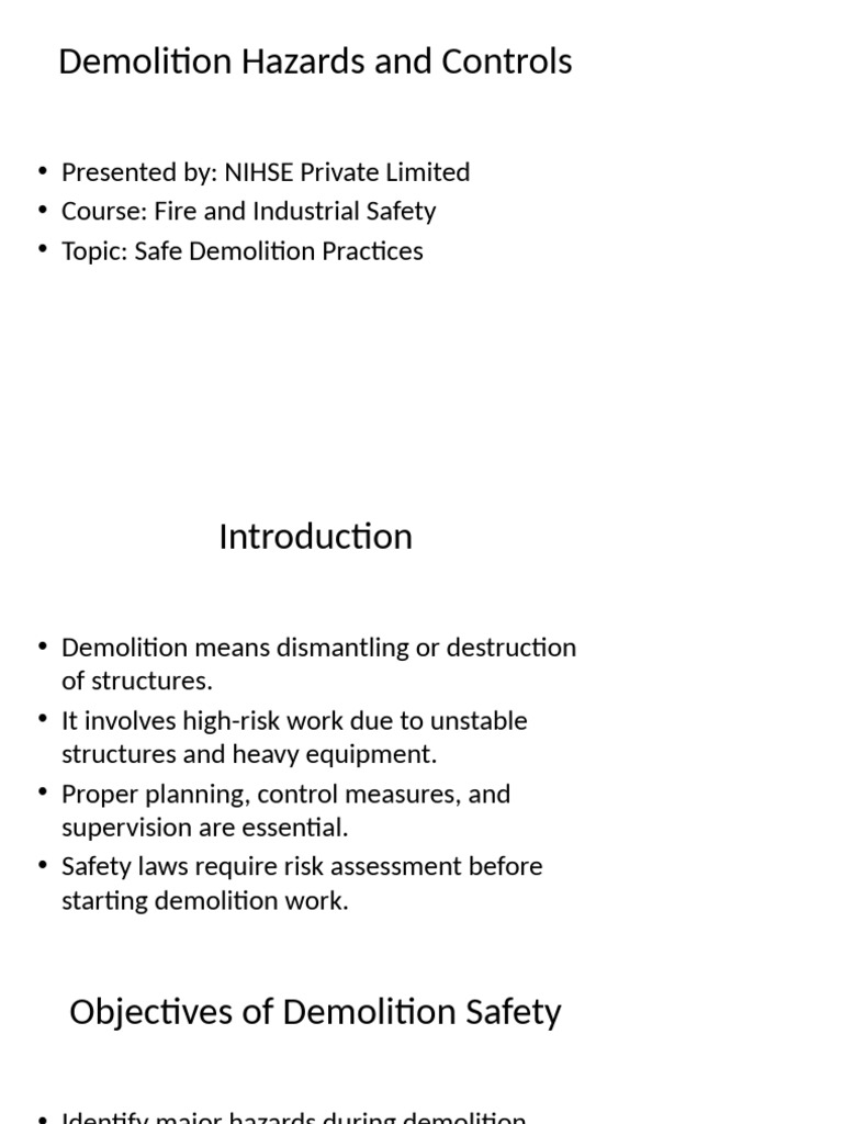 Demolition Hazards and Safety Controls | PDF | Demolition ...