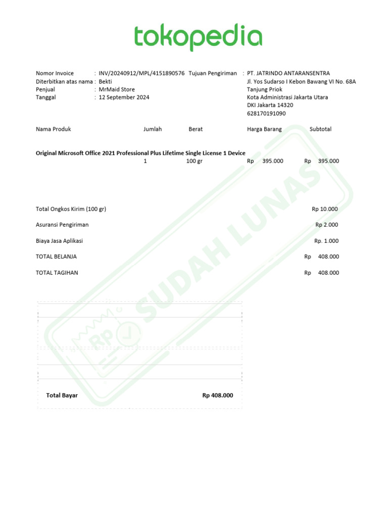 Invoice Software PC MS Office 2021 Original 20240912 | PDF