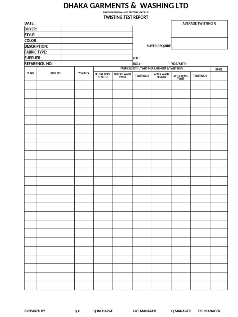 Twisting Test Report for Garments | PDF