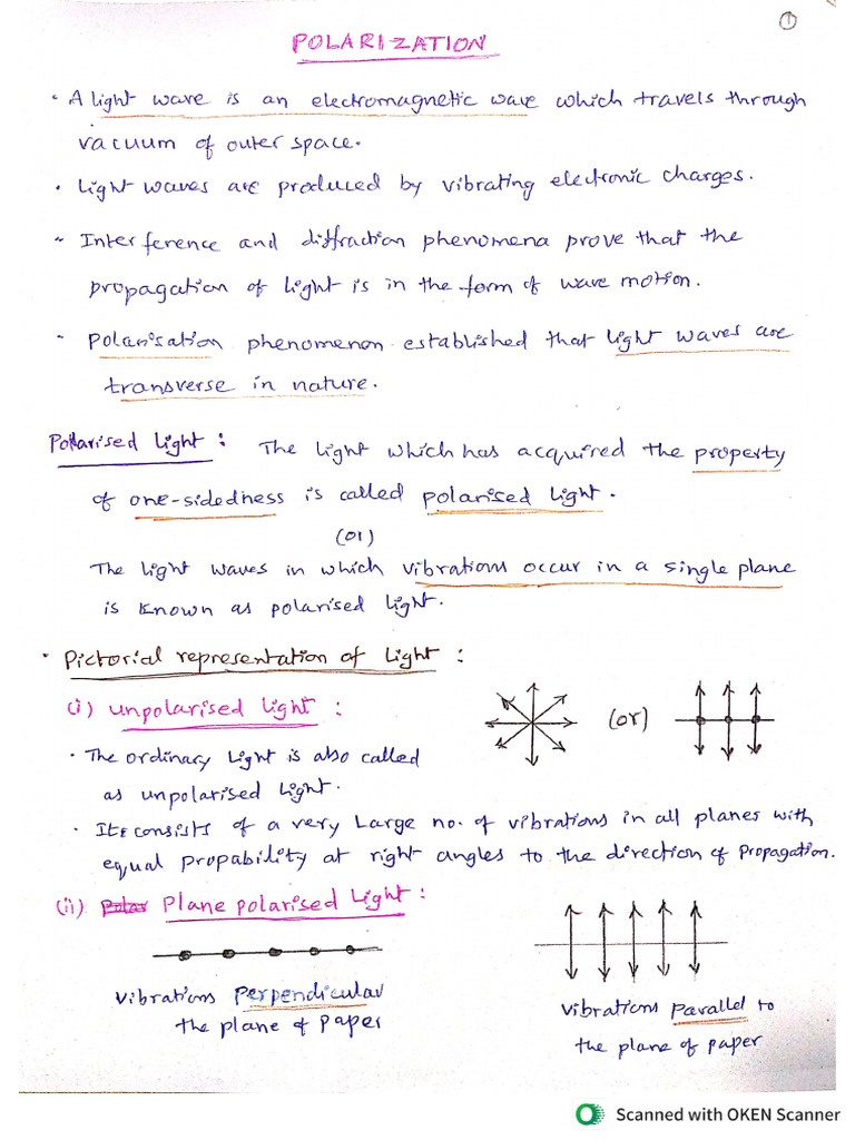 Polarisation Notes PDF | PDF