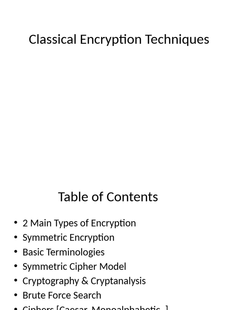 Classical Encrption Techniques | PDF | Cryptography | Cryptanalysis