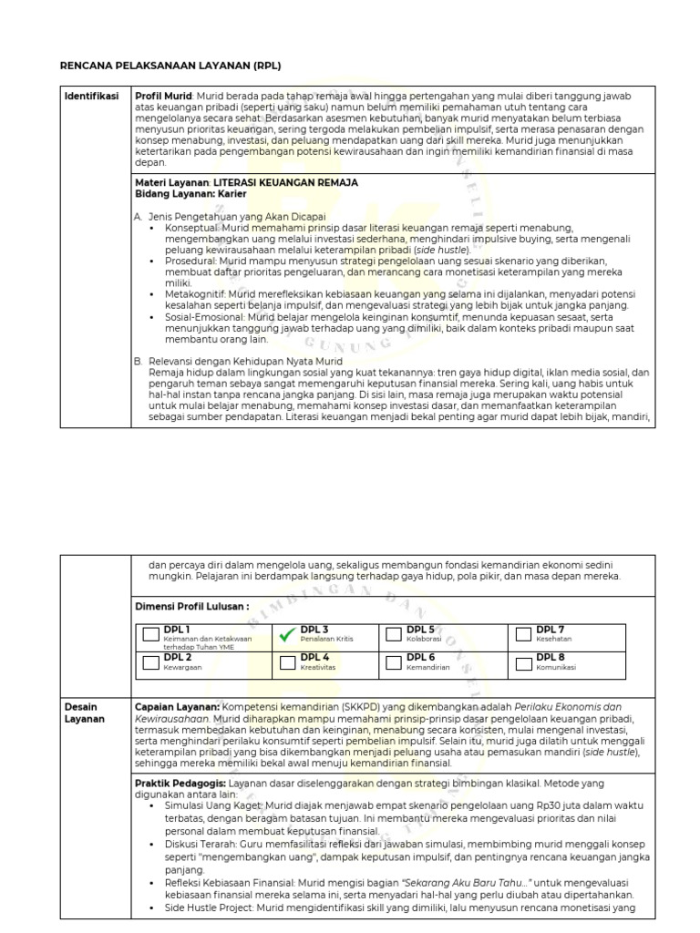 2. RPL Format Deep Learning - Literasi Keuangan Remaja | PDF