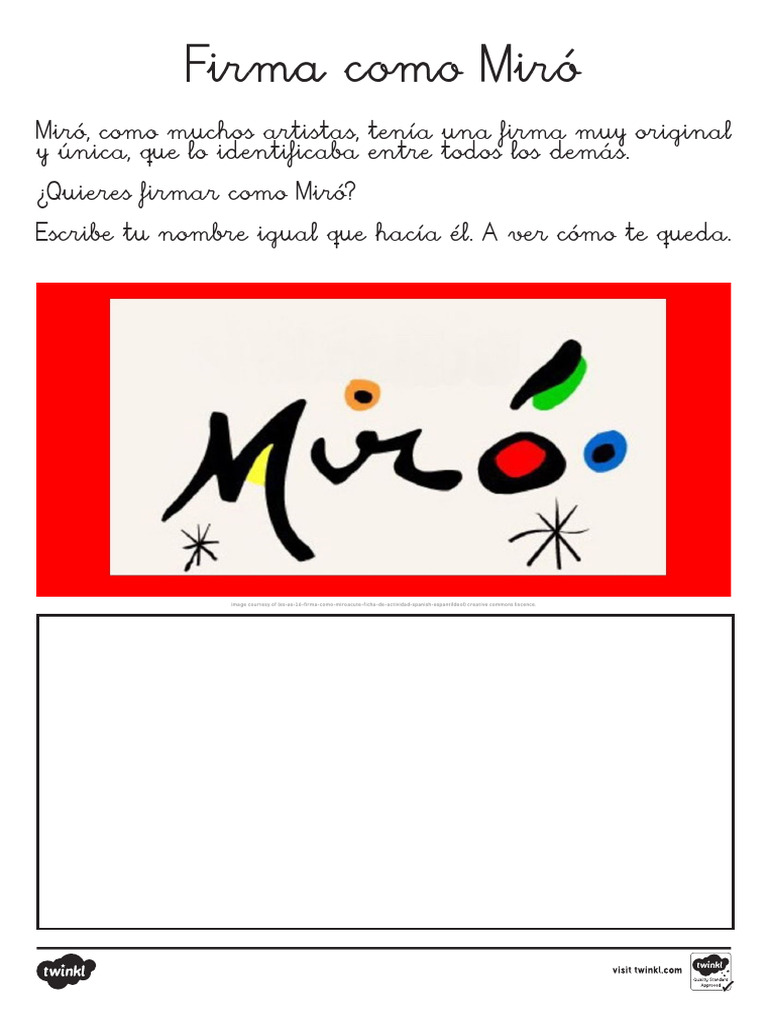 Es As 16 Firma Como Miroacute Ficha de Actividad Spanish Espantildeol | PDF