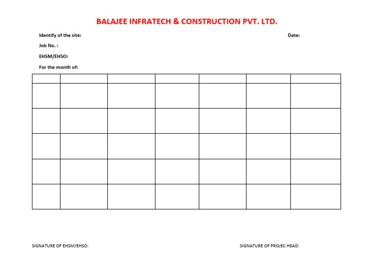 Monthly EHSM/EHSO Report Template | PDF