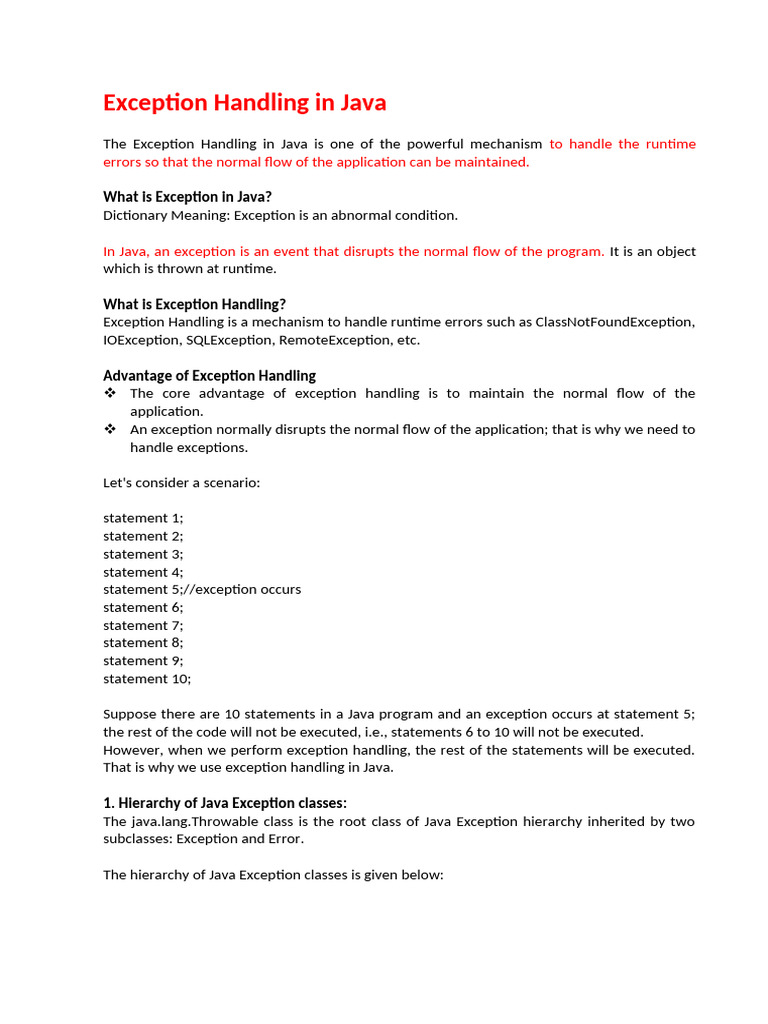 Exception Handling in Java | PDF | Java (Programming Language) | Control Flow