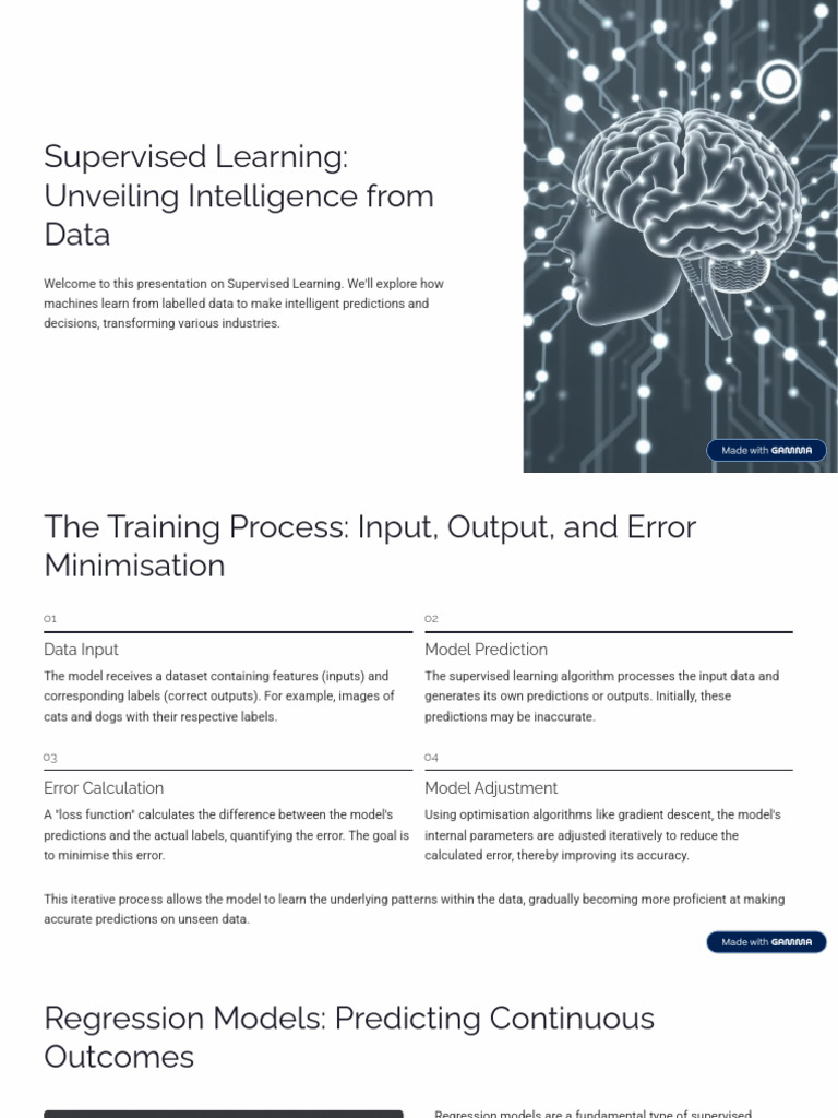 Supervised Learning Unveiling Intelligence From Data | PDF | Regression Analysis | Statistical ...