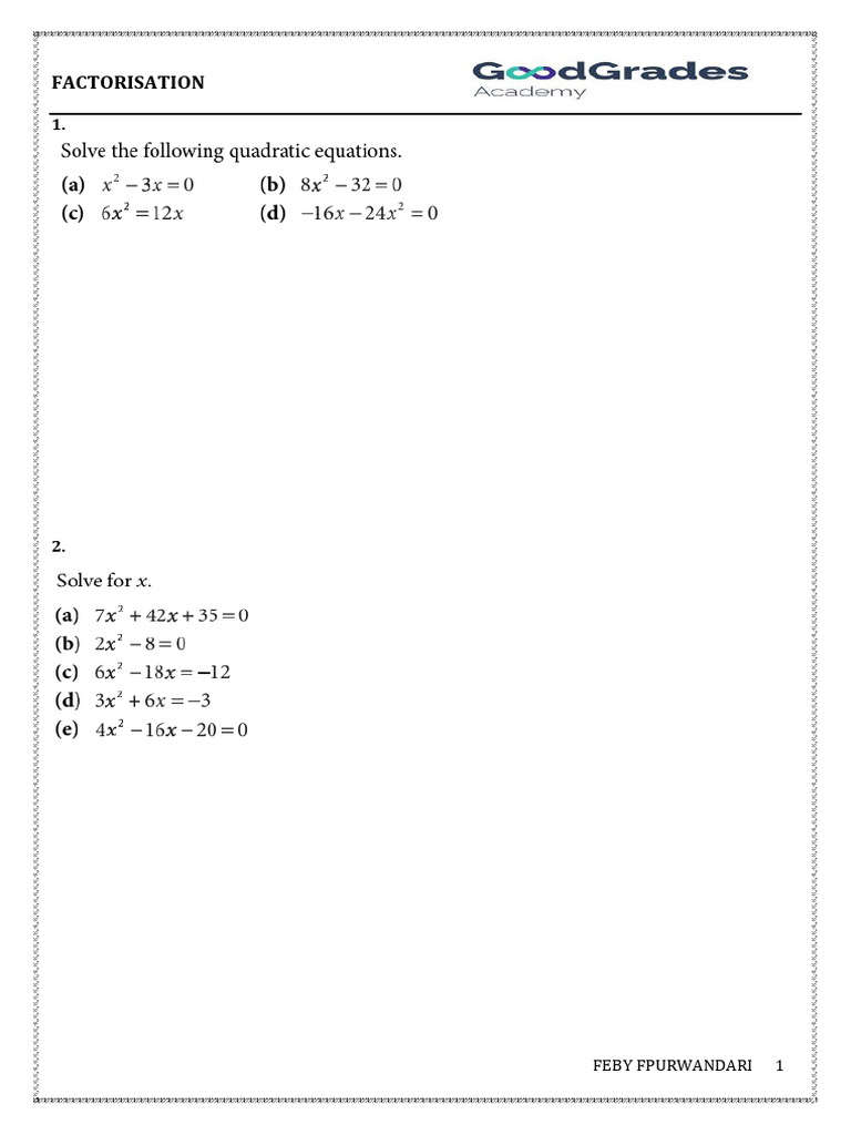Sec 2 Factorisation 2 | PDF