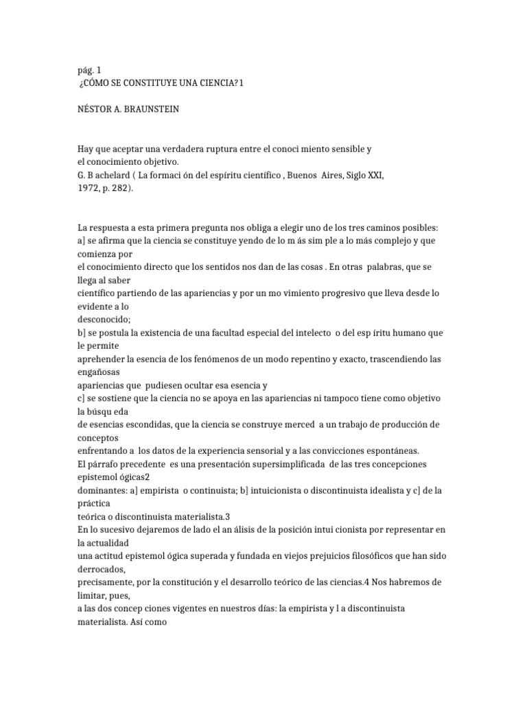 Braunstein - Como Se Constitui Uma Ciencia (Versao Revisar) | PDF | Psicoanálisis | Ideologías