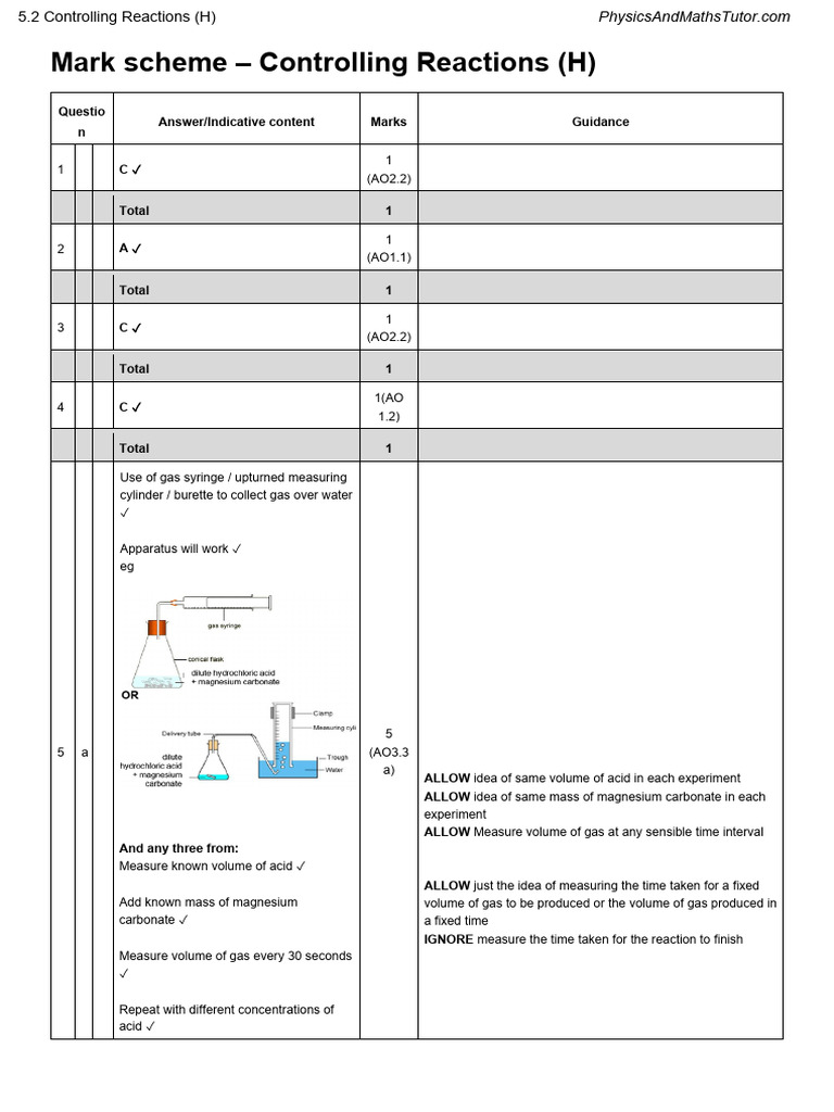 5.2 Controlling Reactions (H) MS | PDF | Reaction Rate | Catalysis