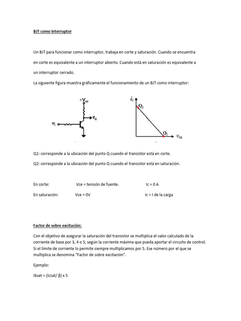 BJT Como Interruptor | PDF | Transistor de unión bipolar | Transistor