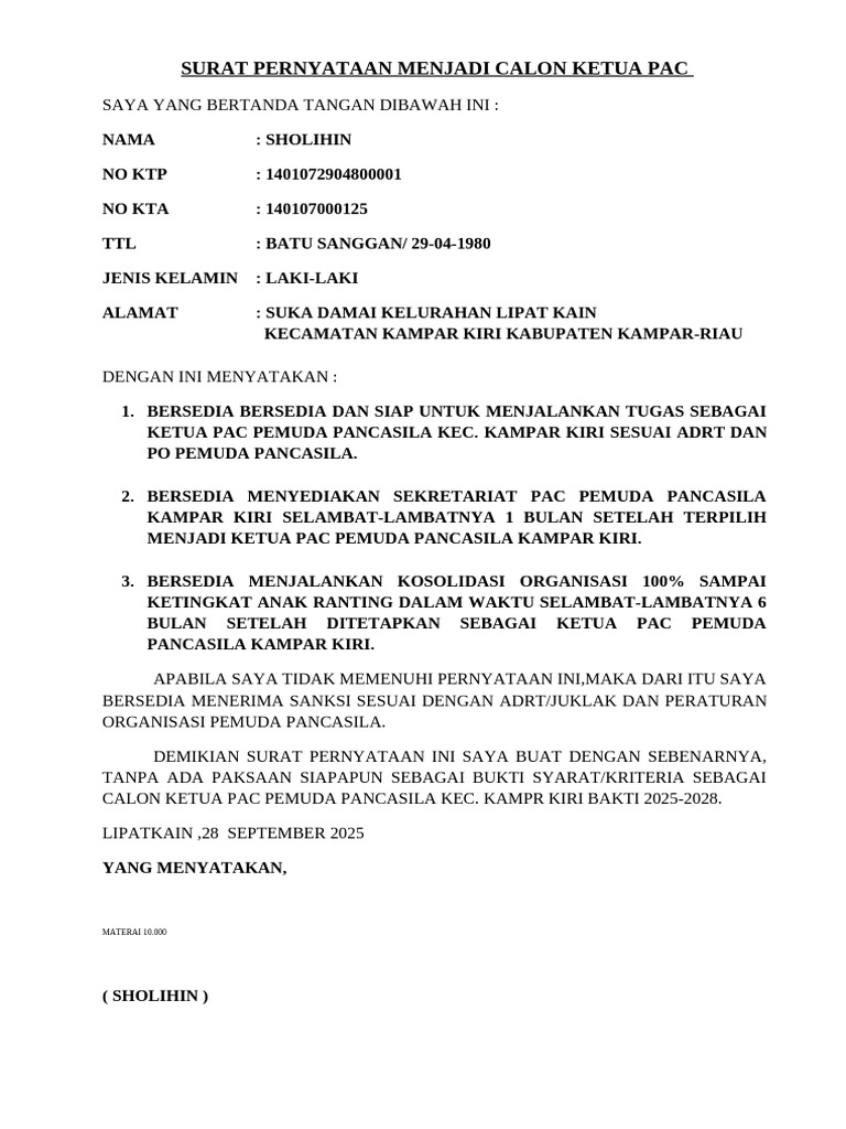 Surat Pernyataan | PDF