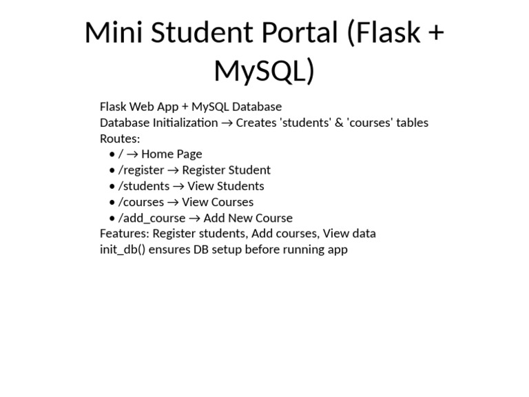 Mini Student Portal Summary | PDF