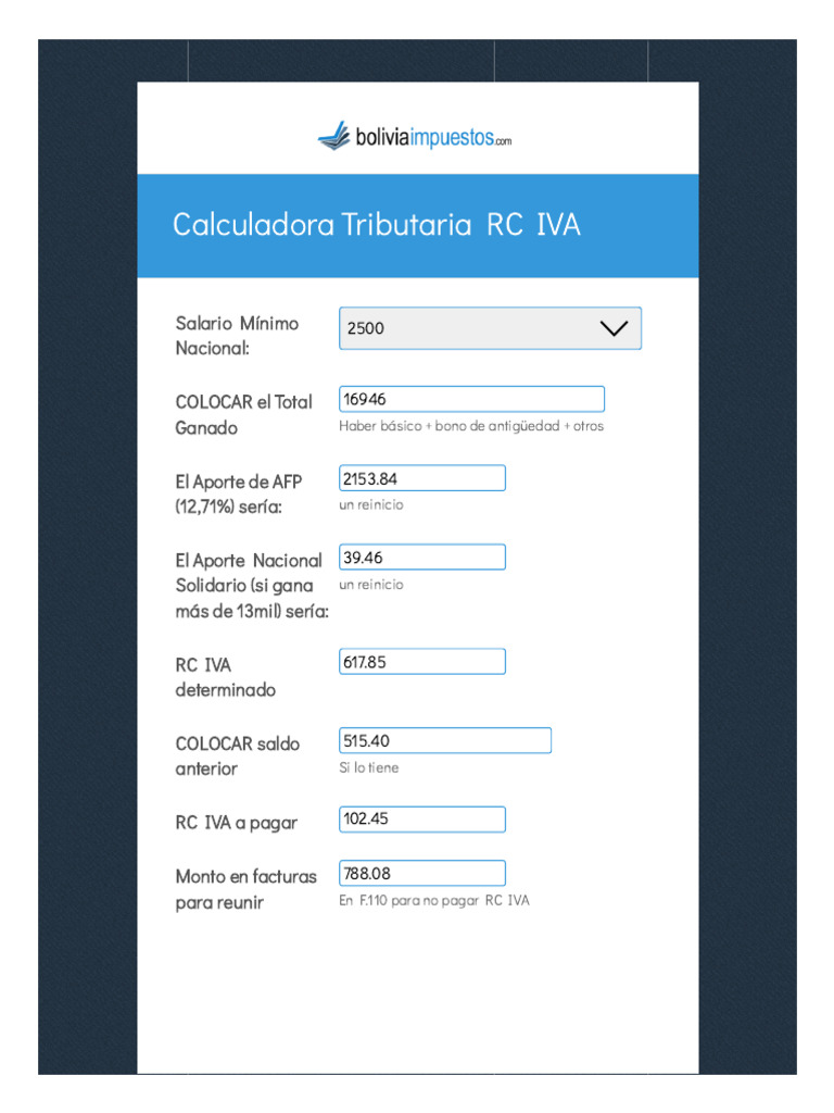 Calculadora RC IVA | PDF