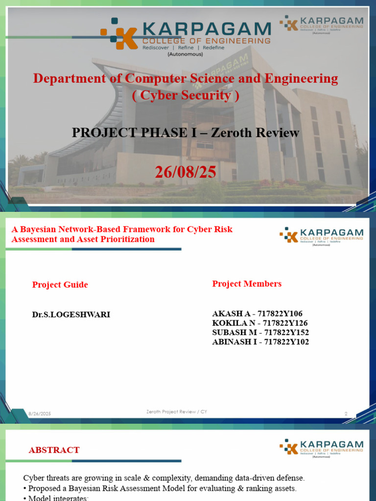 Cyber-Final Year Project Presentation - Zeroth Review | PDF | Bayesian Inference | Computer Security
