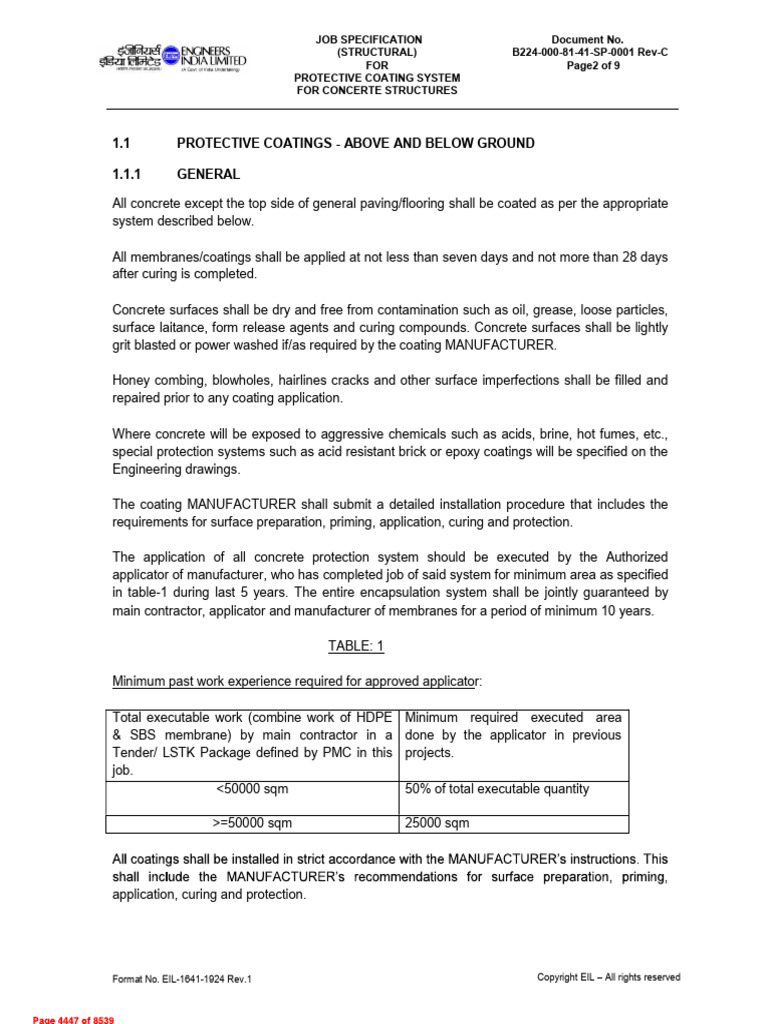 Concrete Protective Coating Specification | PDF | Concrete | Epoxy