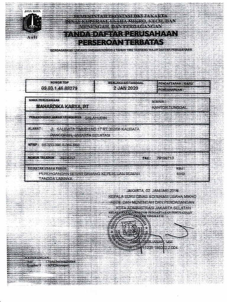 TDP PT Mahardika | PDF