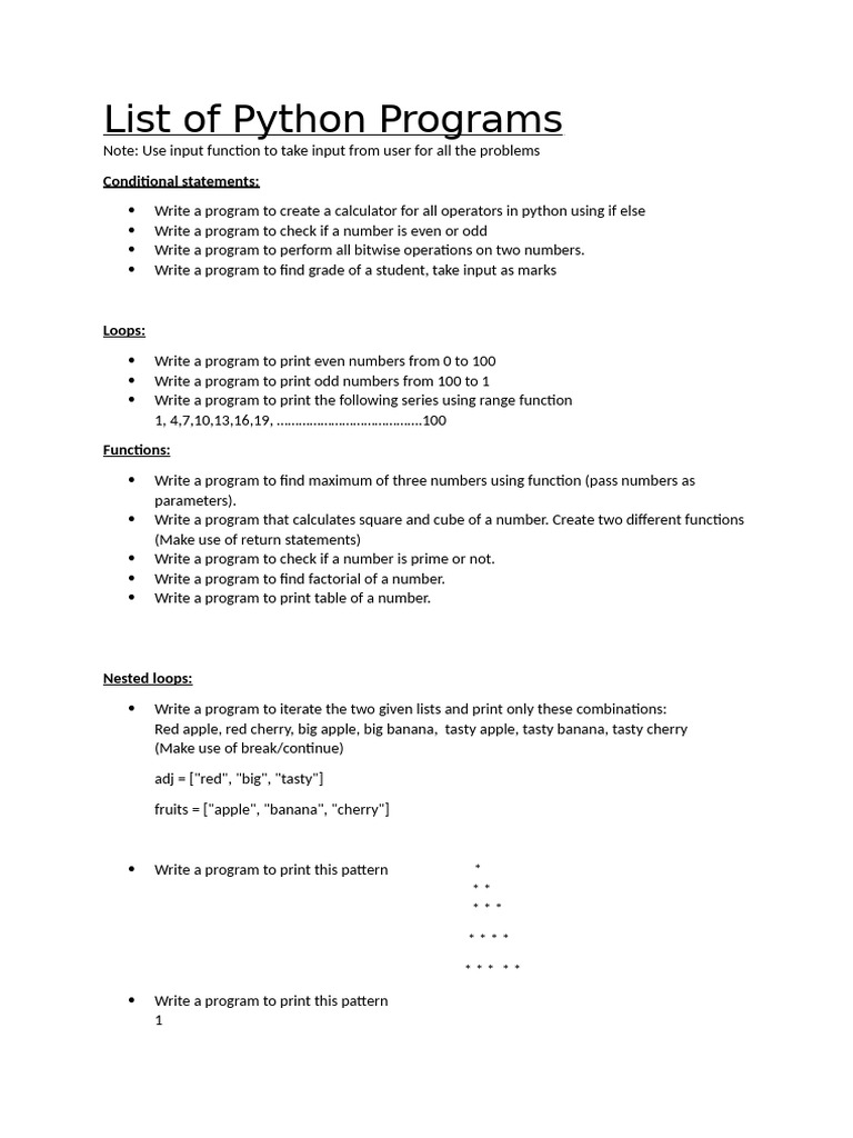 Python Programming Exercises List | PDF | Anonymous Function | Computing