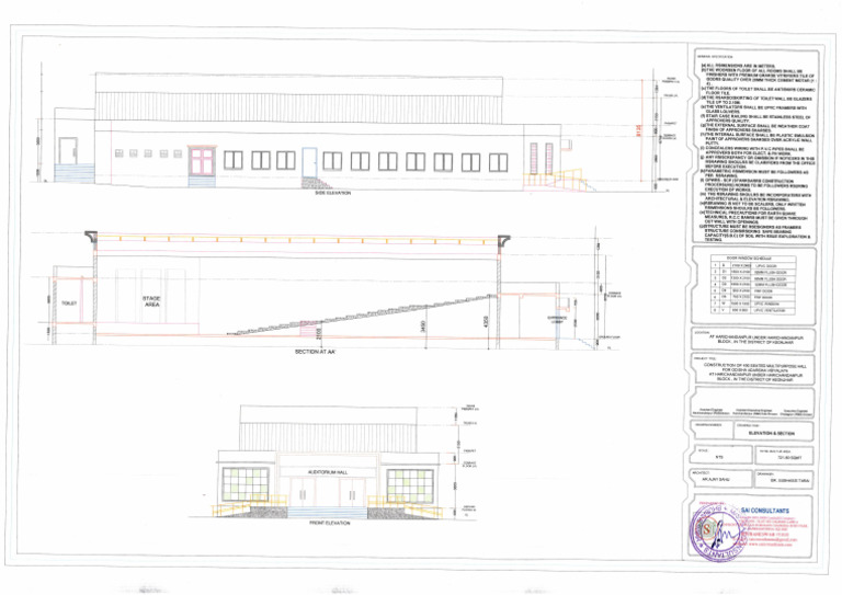 450 Seated Multipurpose Hall - Elevation and Section | PDF