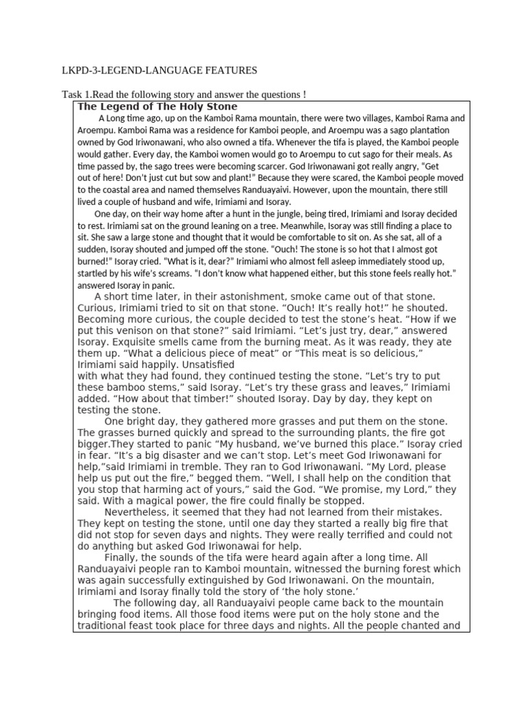 LKPD 3 Legend Grammar Focus | PDF