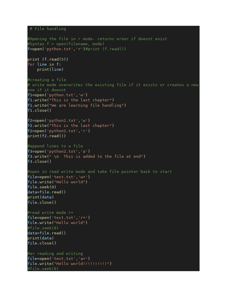 Week 6 File Handling and Exception Handling | PDF | Text File | Python (Programming Language)