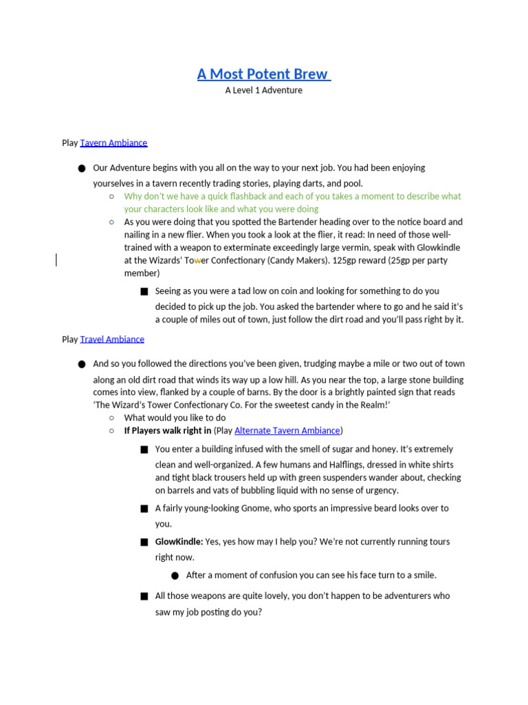 A Most Potent Brew Prep - 2hr Kid Version | PDF