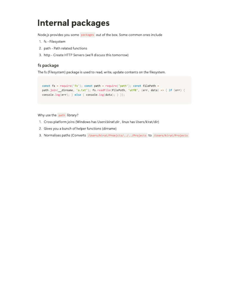Internal Packages | PDF