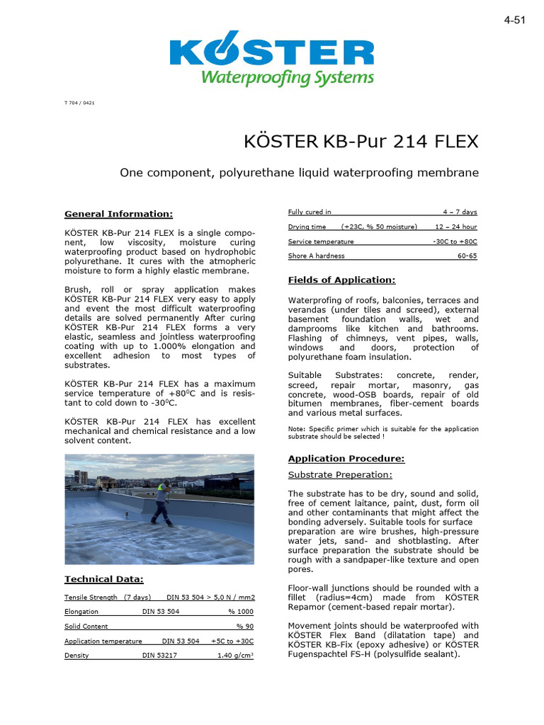 KÖSTER KB-Pur 214 FLEX Waterproofing Guide | PDF | Concrete | Building ...